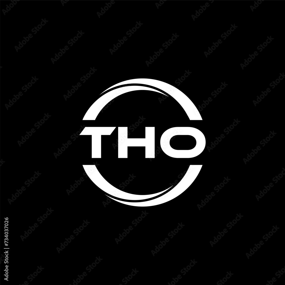 THO letter logo design with black background in illustrator, cube logo ...