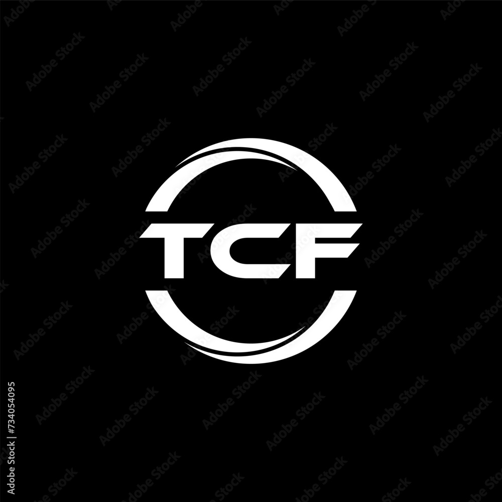 TCF letter logo design with black background in illustrator, cube logo ...