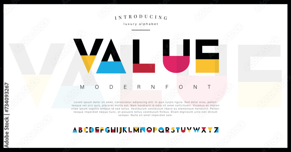 Value Modern Minimal abstract alphabet fonts. Typography technology ...