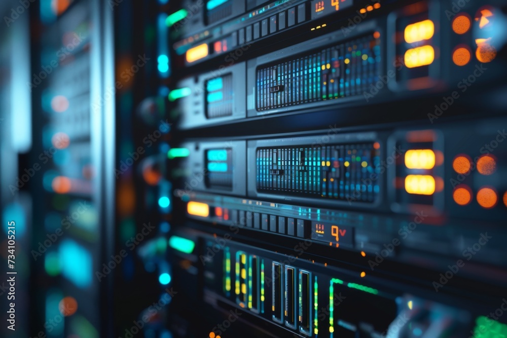 Stock-Illustration „Server rack in data center. Data security ...