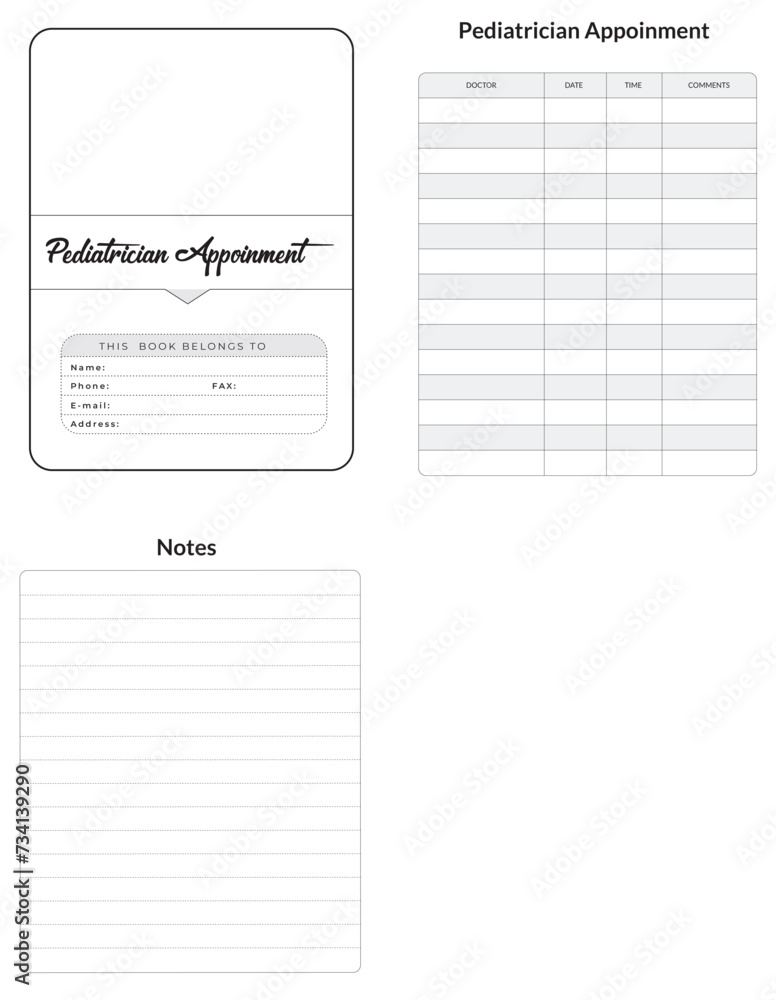 Editable Pediatrician Appointment Planner Kdp Interior printable ...