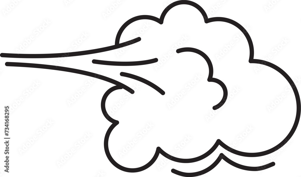 Fart cloud vector line icon, smoke poof doodle, comic breath, air ...