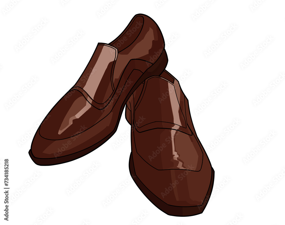 leather shoes, 2D illustration, cutout, high res clipart image Stock ...