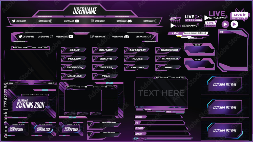 Vector de Stock latest Twitch stream overlay package including face cam ...