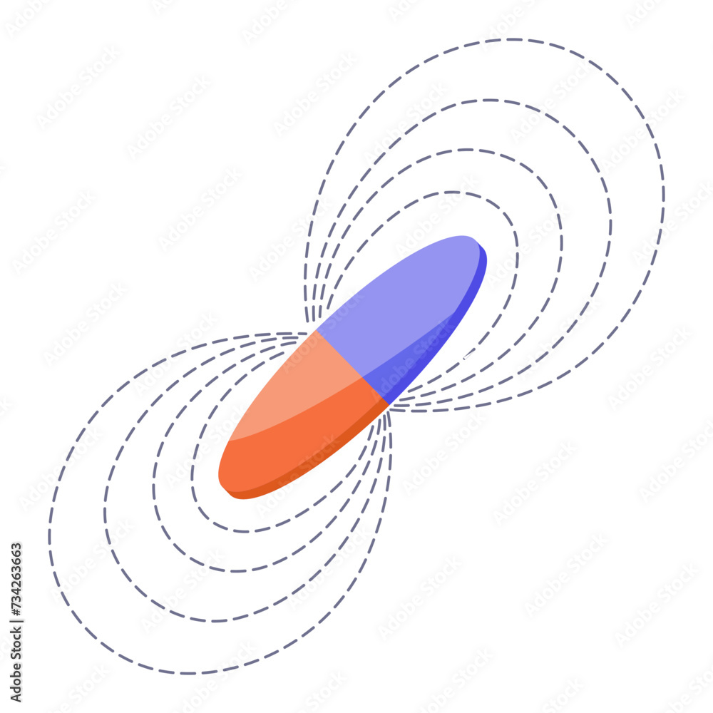 Stock-Vektorgrafik „Magnetic force and electromagnetic field. Polar magnet scheme. Educational ...