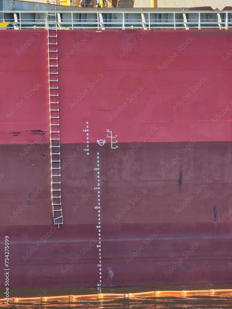 Embarkation pilot ladder and draught marks with Plimsoll Mark on large ...