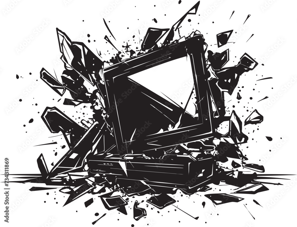 Ruined Reception Icon Vector Design of Smashed Television Outline ...