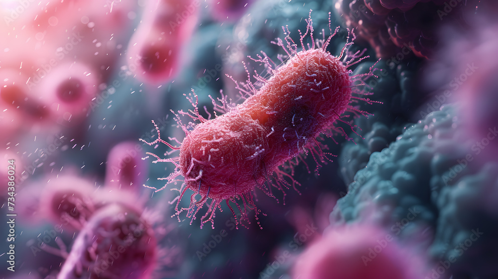 Microscopic Majesty: A Detailed View of Vibrant Bacteria in a Colorful ...