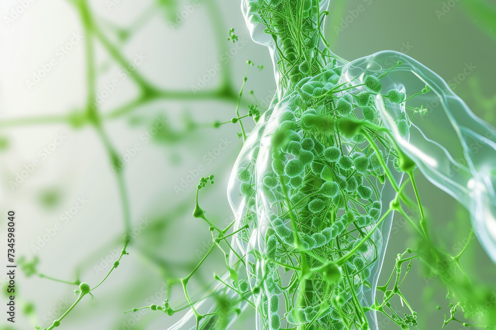 human lymphatic system, with lymph nodes filtering out toxins Stock ...