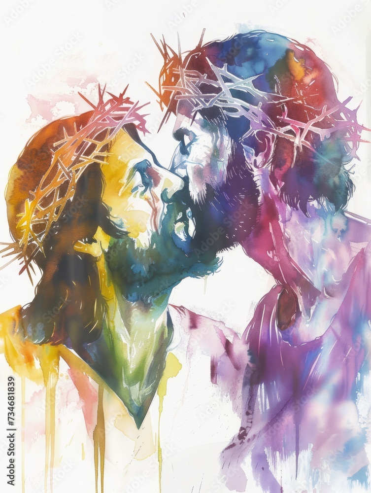 Jesus Washing Peter's Feet in Watercolor Art Generative AI Generative ...