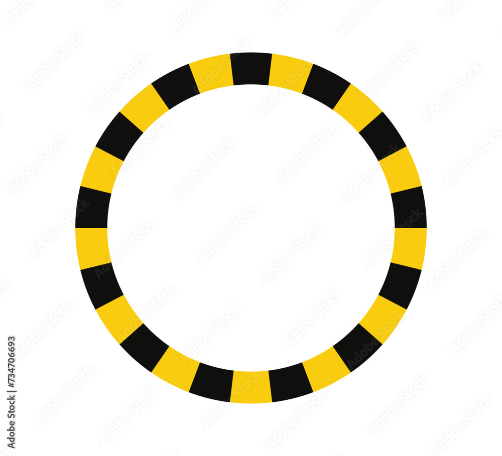 Image vectorielle Stock Warning circle frame with yellow black tape ...