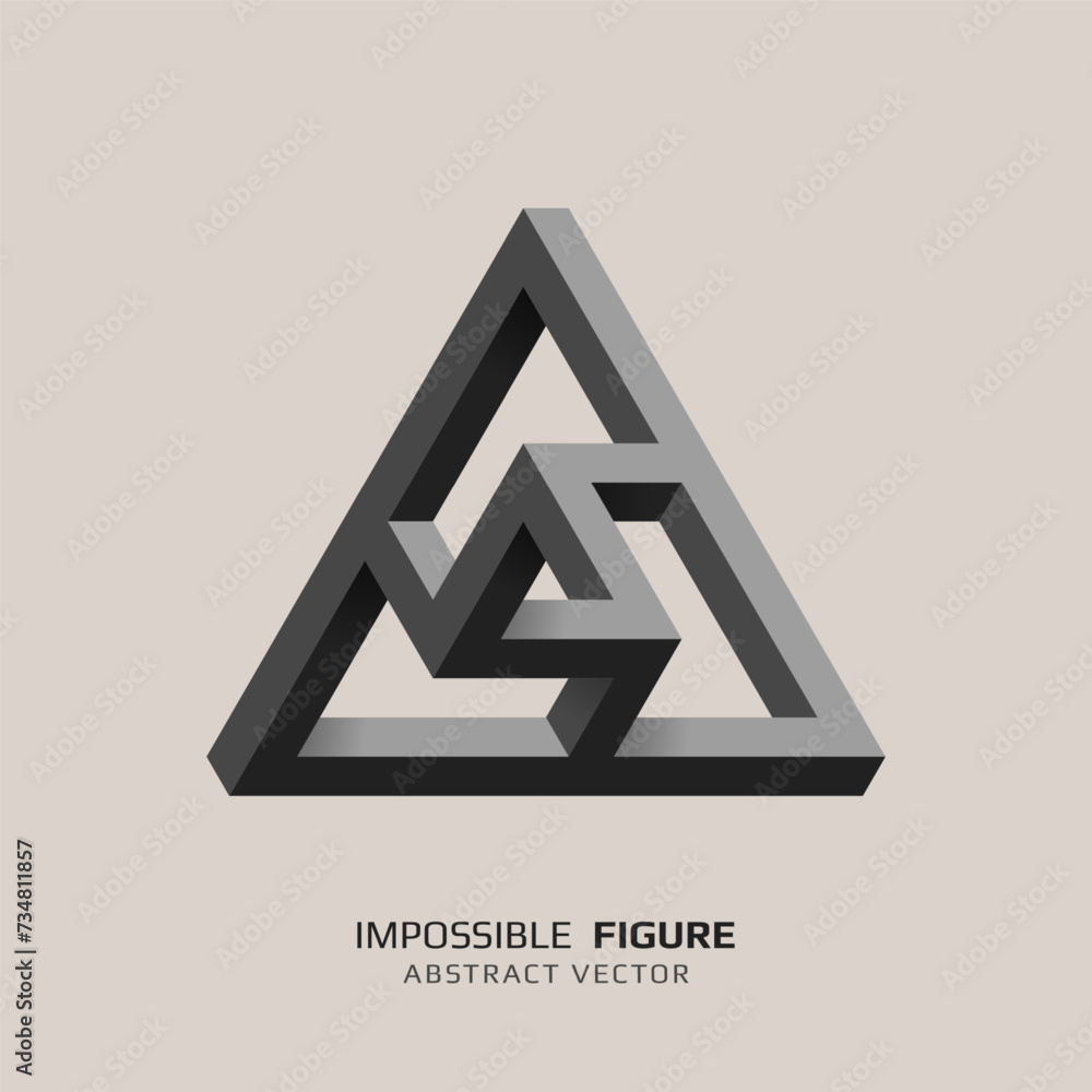 Impossible figure. 3D abstract optical illusion. Vector illustration ...