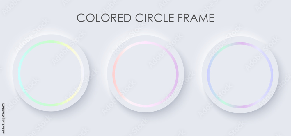 Set of glowing neon circular frames on a white background. Collection ...