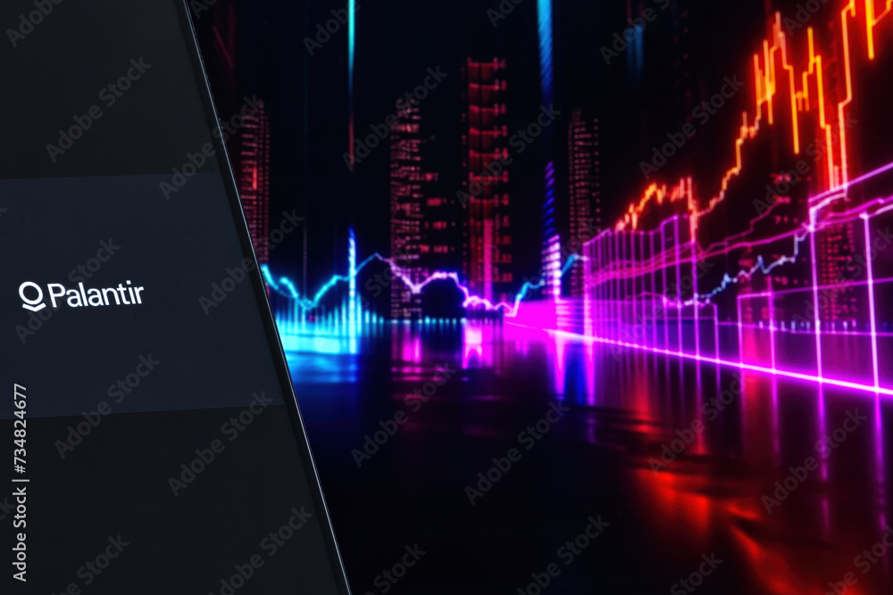 Palantir logo on stock chart background, United States, New York ...