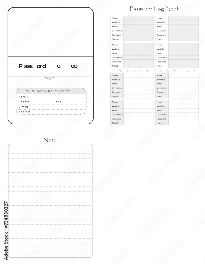 Editable Password Log Book Planner Kdp Interior printable template ...
