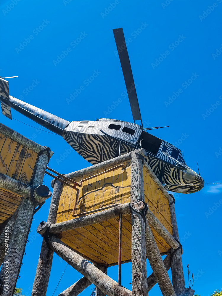 Colombia, Doradal, July 14, 2023, helicopter on display in Pablo ...
