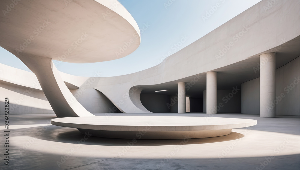 Empty abstract architecture building in minimal concrete design with ...