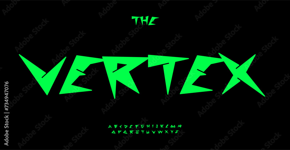 Angular vertex alphabet, spiky sans serif letters, dynamic font for ...