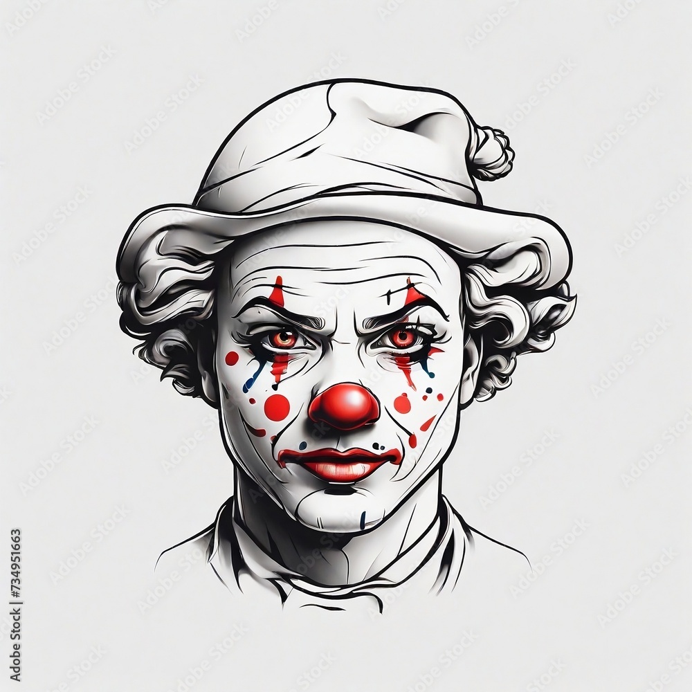 line art black color clown contour lines. design for poster, banner ...