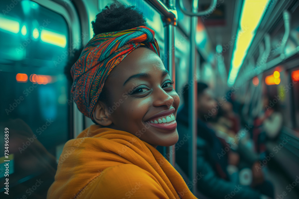 Portrait of a fictional beautiful smiling African-American woman ...