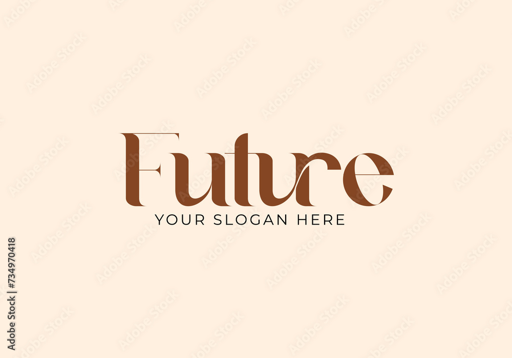 Logo Typo word FUTURE logo design. Elegant, luxury, Yoga, Fitnes, Women logo concept. Editable ...
