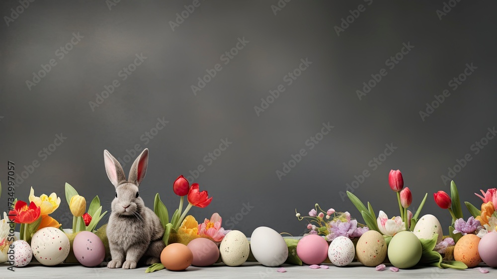frohe ostern hintergrund panorama banner gruÃŸkarte - osterei mit ...