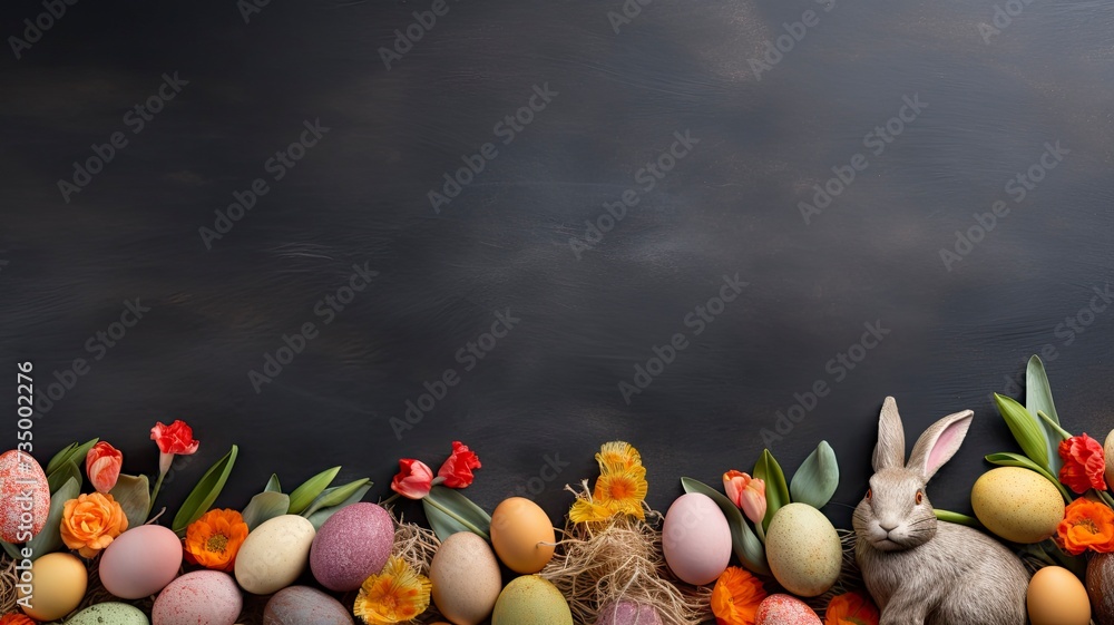 frohe ostern hintergrund panorama banner gruÃŸkarte - osterei mit ...