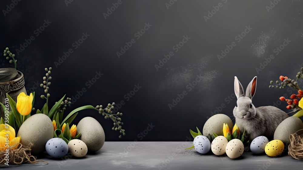 frohe ostern hintergrund panorama banner gruÃŸkarte - osterei mit ...
