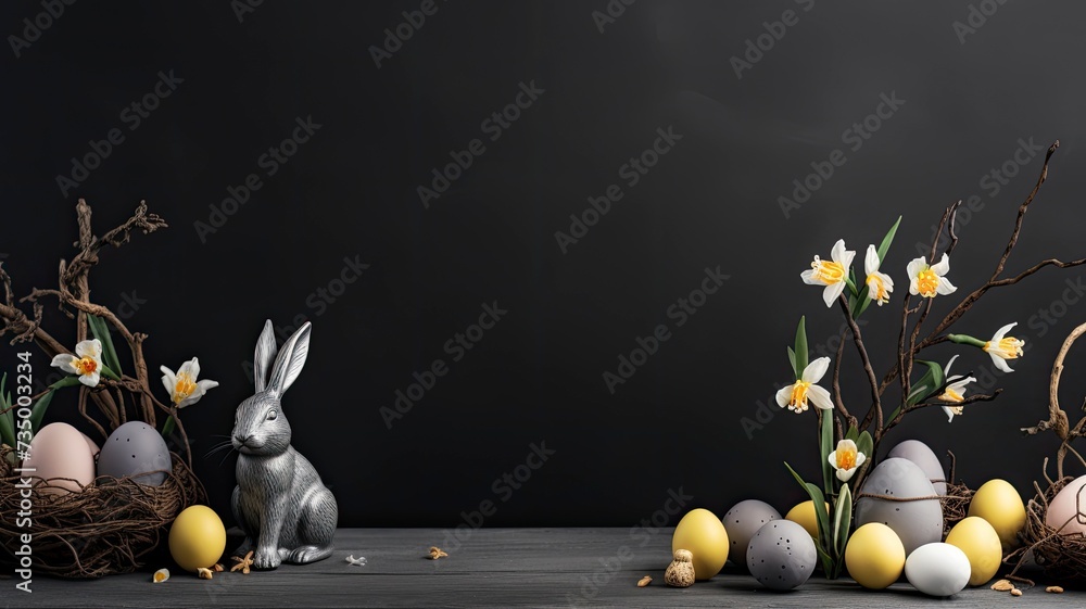 frohe ostern hintergrund panorama banner gruÃŸkarte - osterei mit ...