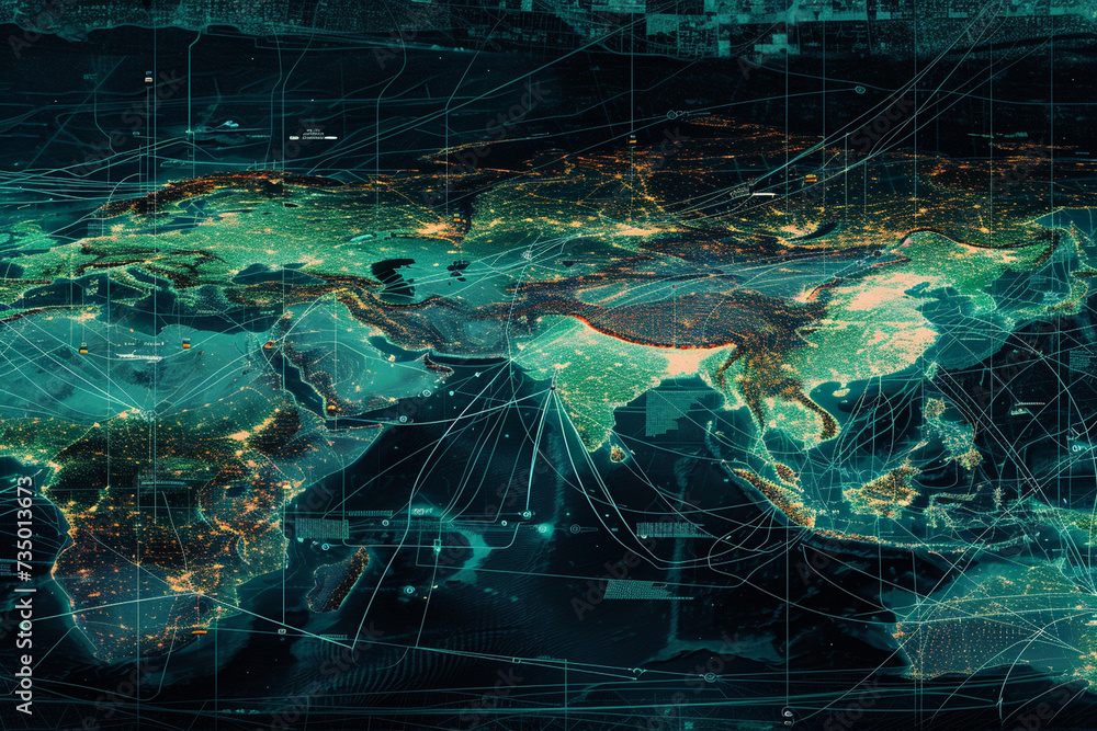 In this striking satellite image of the Earth, data visualizations ...