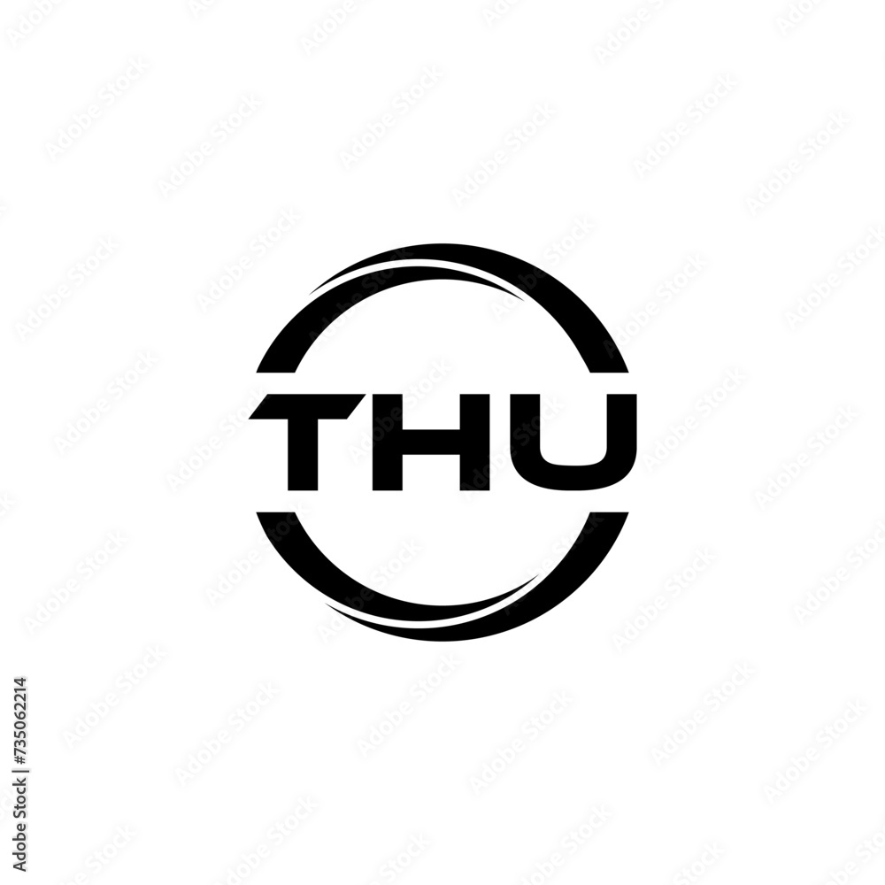THU letter logo design with white background in illustrator, cube logo ...