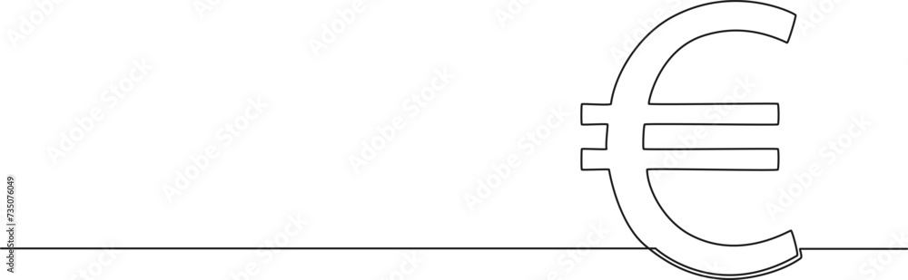 continuous single line drawing of Euro single currency symbol, line art ...