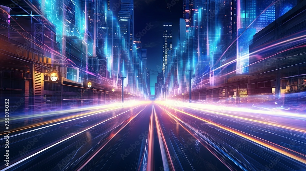 Ilustração Rendering of warp speed in hyper loop with blur light from ...