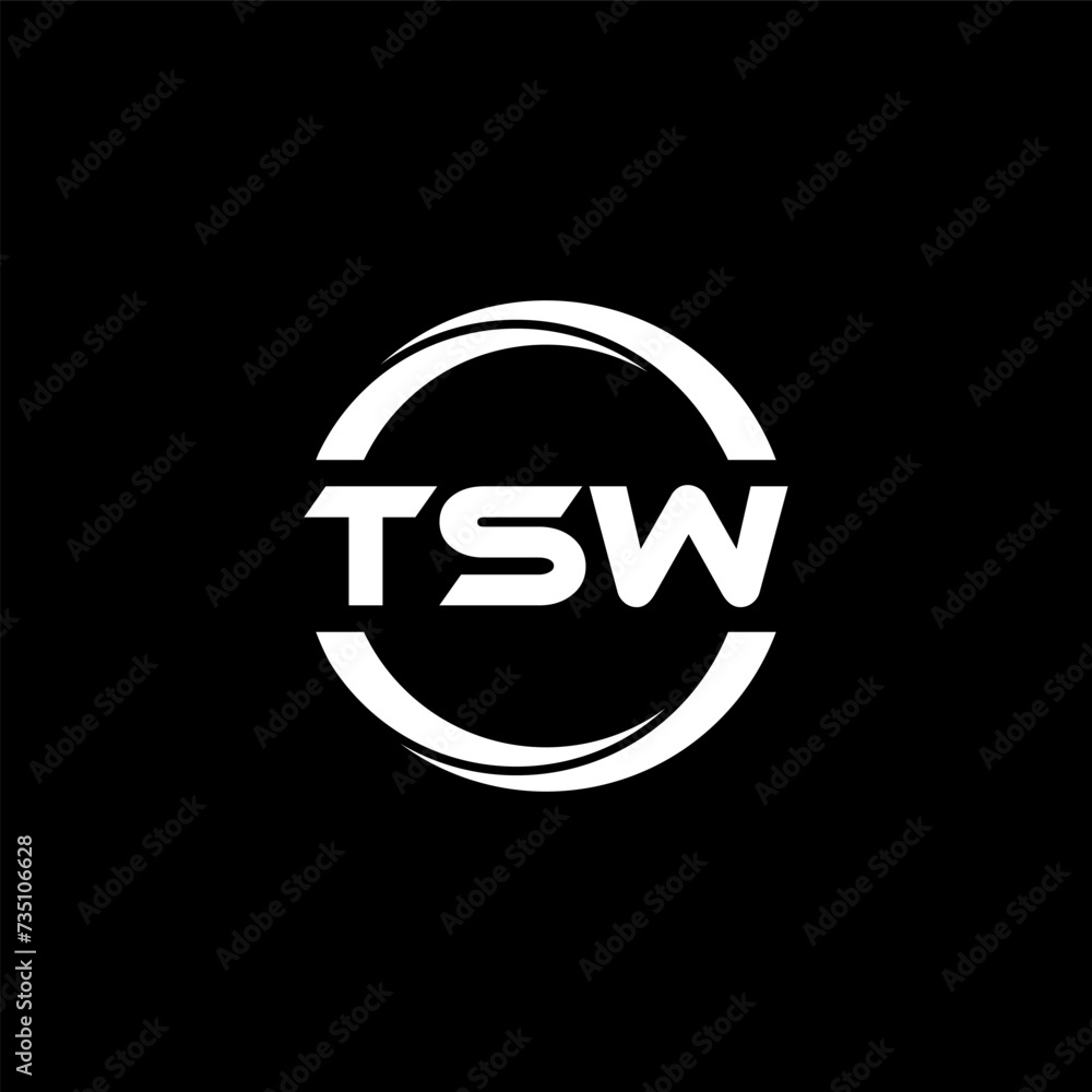 TSW letter logo design with black background in illustrator, cube logo ...