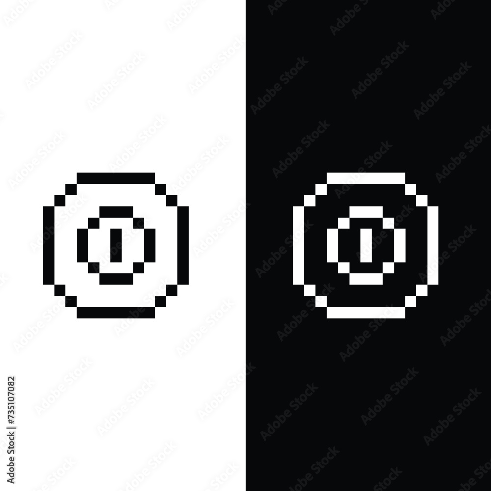 Power icon 8 bit, pixel art switch turn icon for game logo. Stock ...