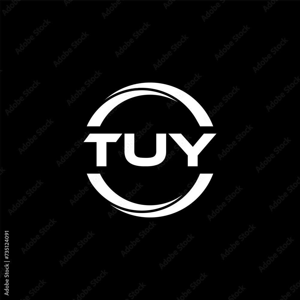 TUY letter logo design with black background in illustrator, cube logo ...