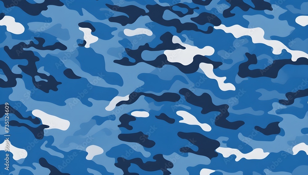 Blue military camouflage seamless pattern background. Army camo texture ...
