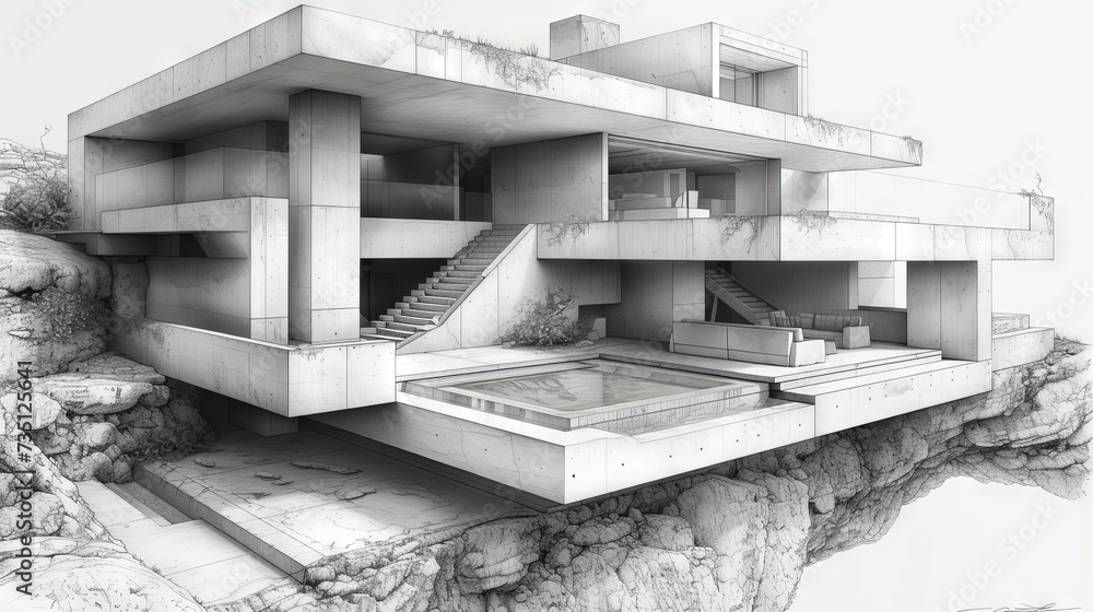 Стоковая иллюстрация «architectural model drawing of an underground ...