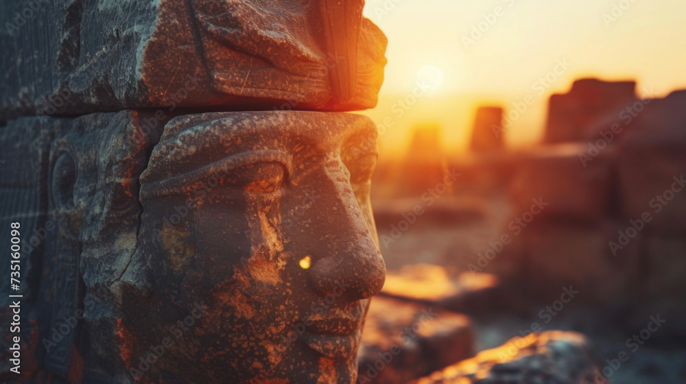 Remnants of an ancient civilization are embraced by the ethereal light ...