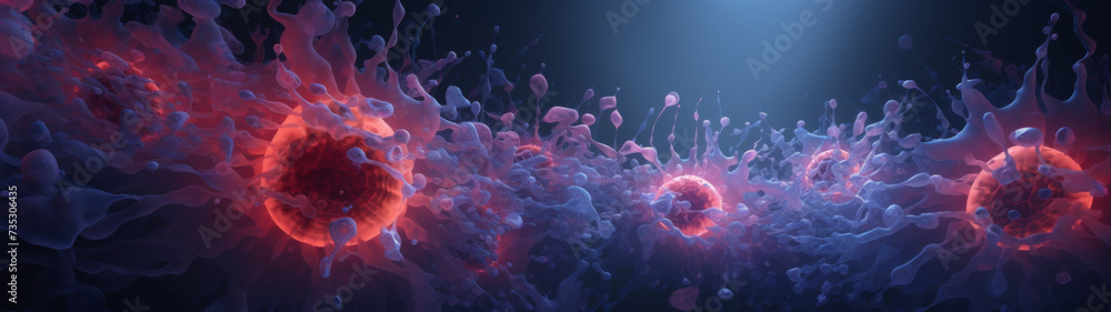 Microscopic View of Viral Infection with Red Blood Cells and Viral ...