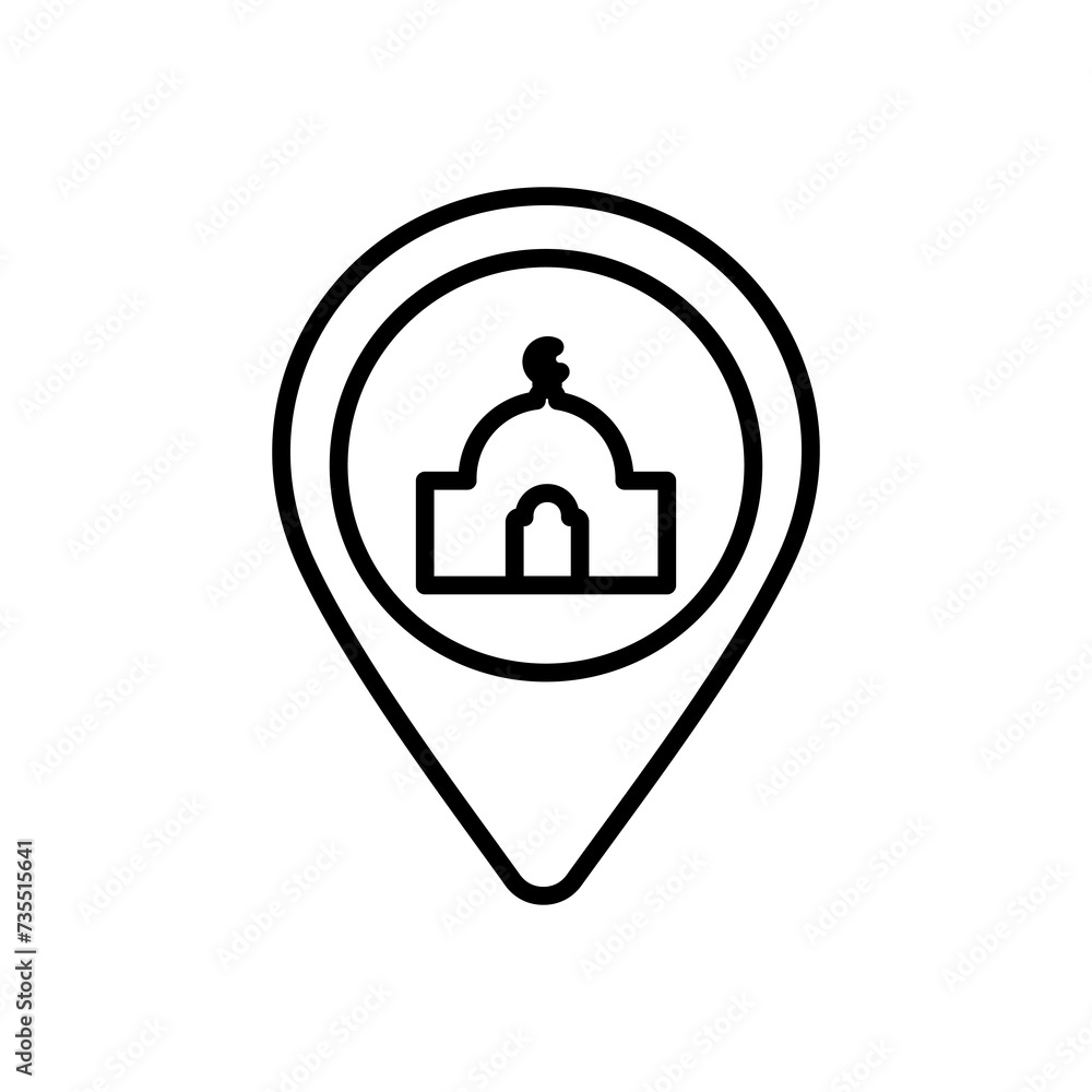 Mosque Pointer Location vector illustration. Mosque map pin. GPS mosque ...
