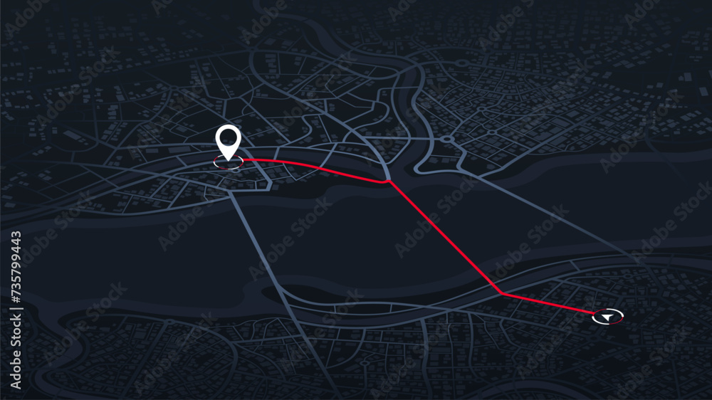Main road throughout isometric map. Simple scheme of city. Navigation ...