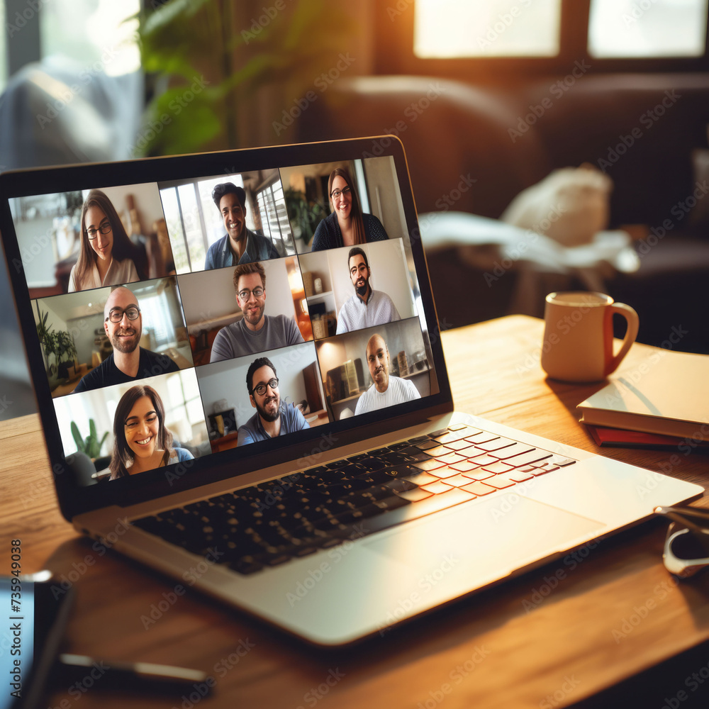 Virtual Meeting Video Conference. Team working by group video call ...