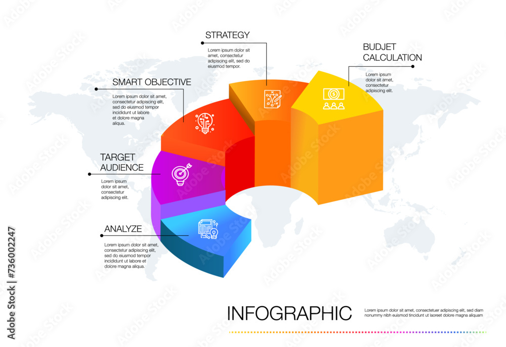 Vector de Stock infographic template 5 step for business direction ...