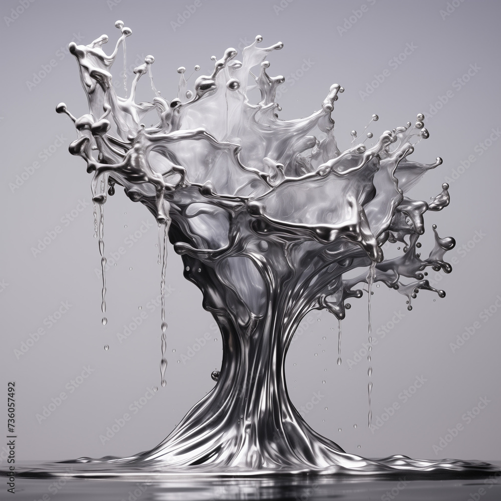 Sculpted Silver Liquid: A Mesmerizing Capture of Dripping Metallic ...