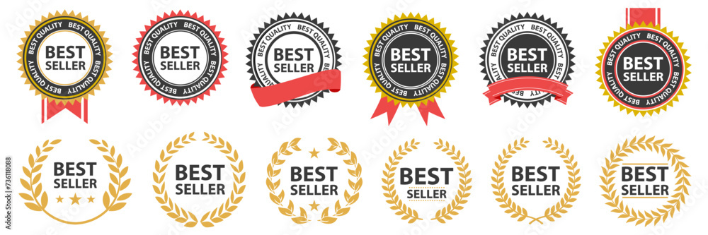 Best seller sticker, label, banner, ribbon collection. Set of best ...