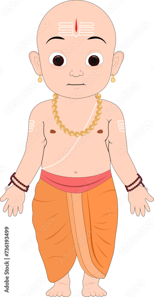Indian Hindu Little Pandit Ji Stock Vector | Adobe Stock