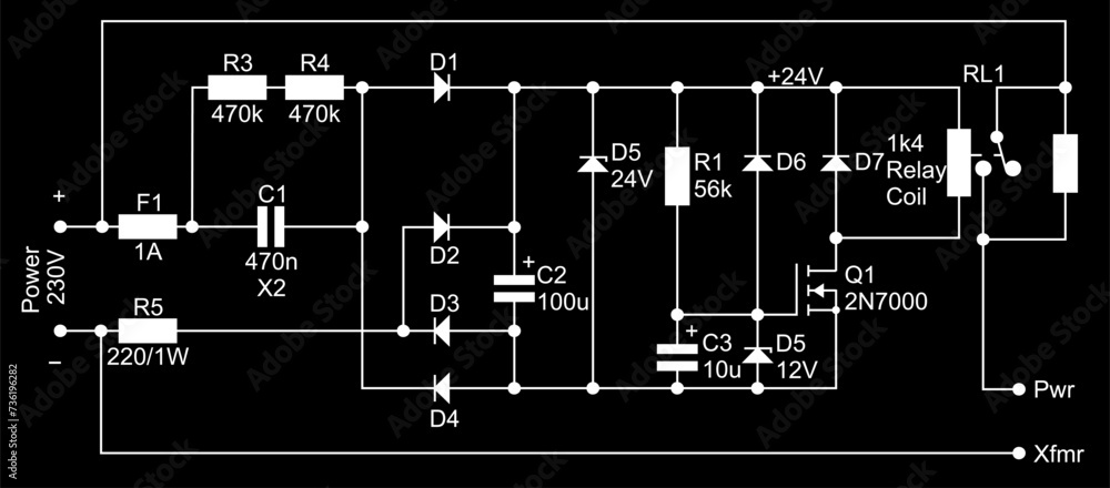 Technical schematic diagram of electronic device. Vector drawing ...