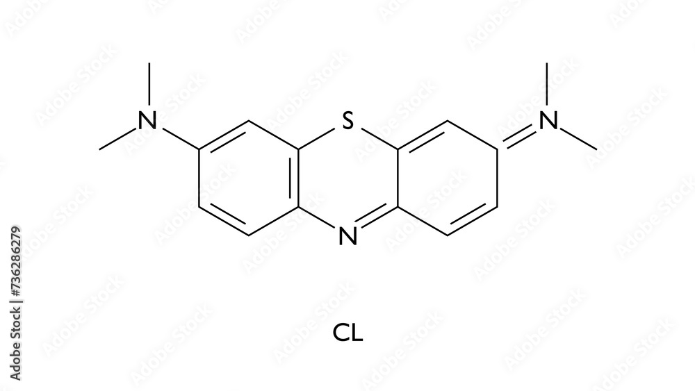 Стокова ілюстрація methylene blue molecule, structural chemical formula ...