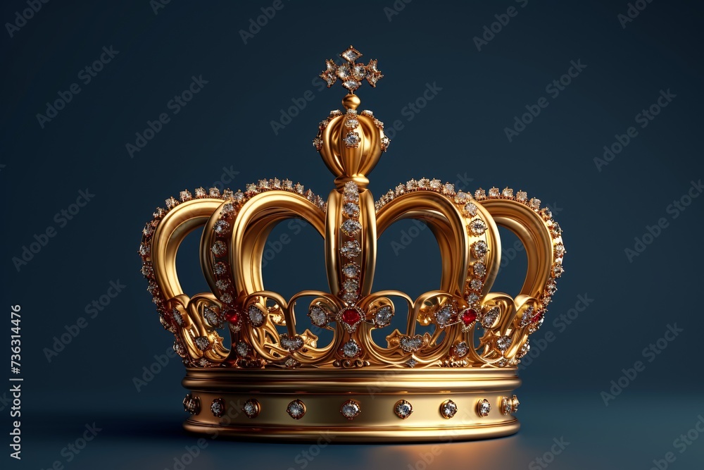 3D lifelike Golden Crown Emblem isolated. Shiny Gold Crown Pattern ...